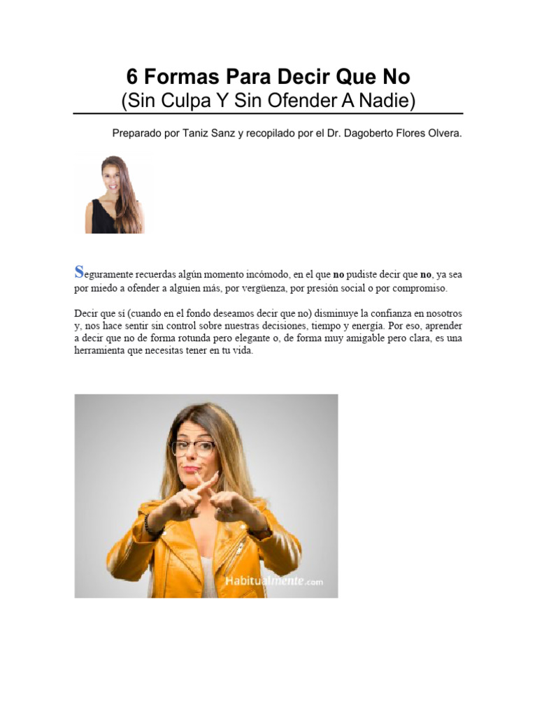 6 Formas Amigables de Decir No | PDF | Culpa (emoción) | Las emociones