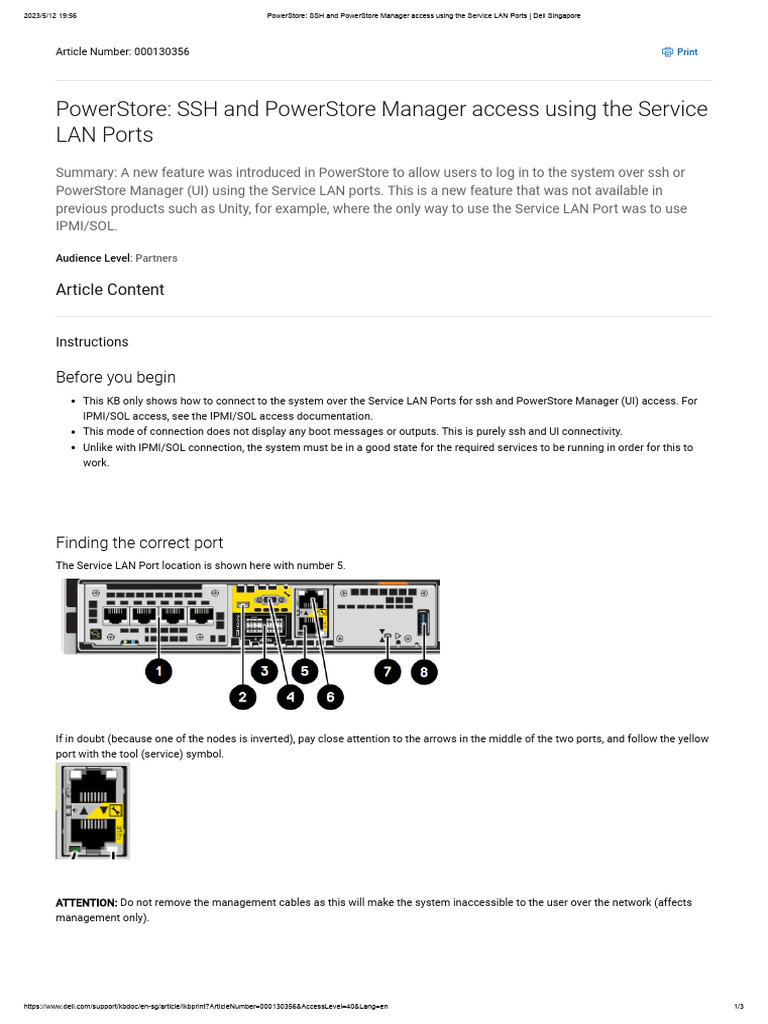 PowerStore - SSH and PowerStore Manager Access Using The Service LAN Ports - Dell Singapore ...