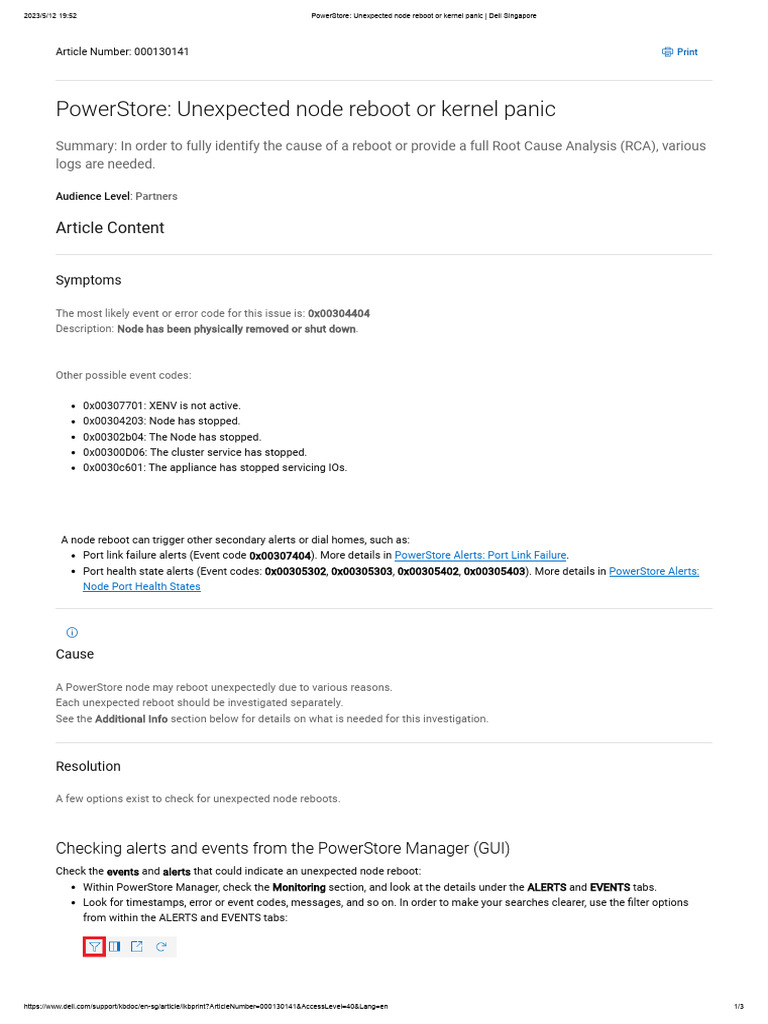 PowerStore - Unexpected Node Reboot or Kernel Panic - Dell Singapore ...