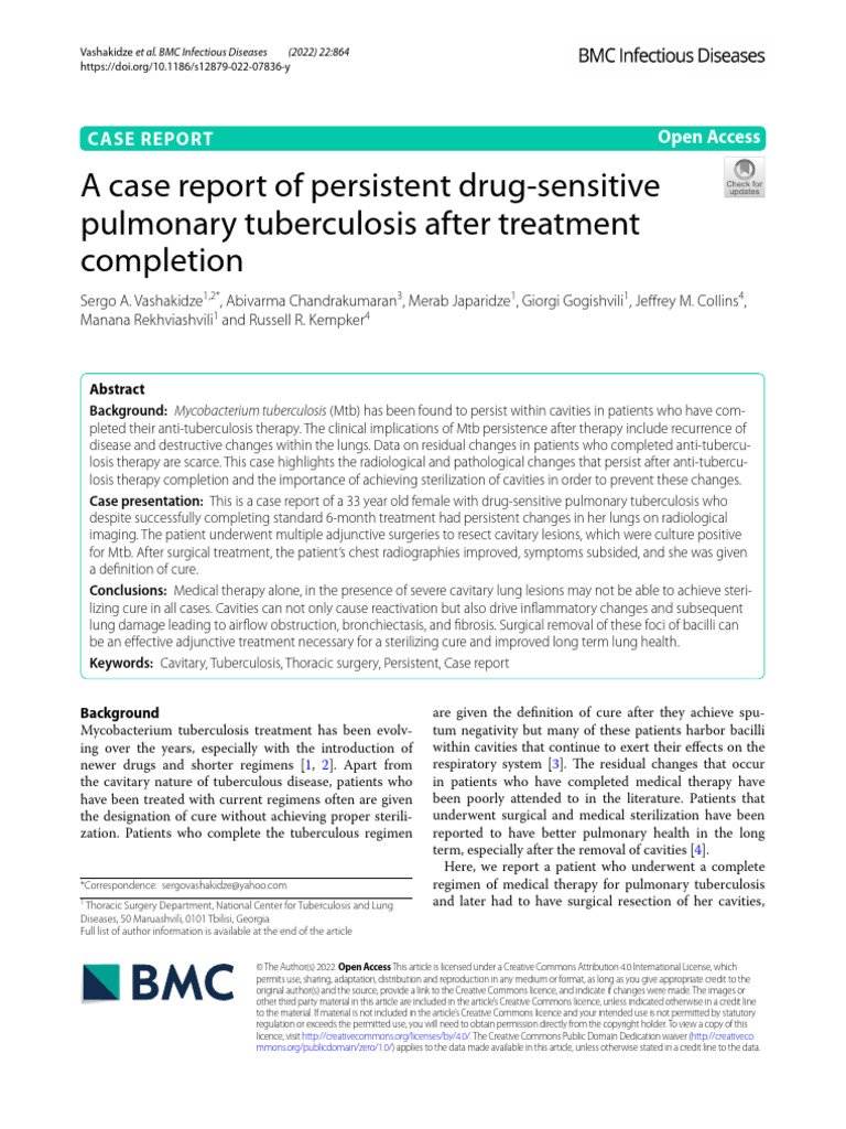 A Case Report of Persistent Drug-Sensitive Pulmonary Tuberculosis After ...