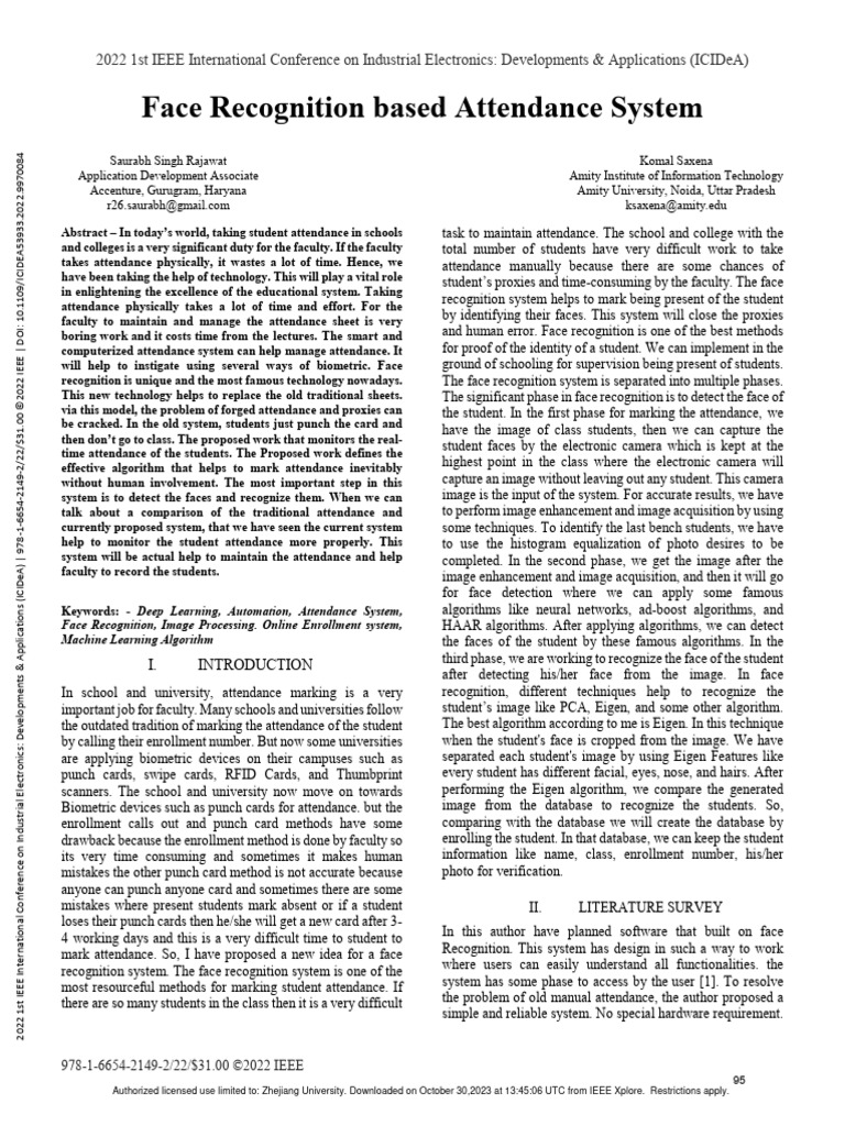 Face_Recognition_based_Attendance_System | PDF | Deep Learning | Camera