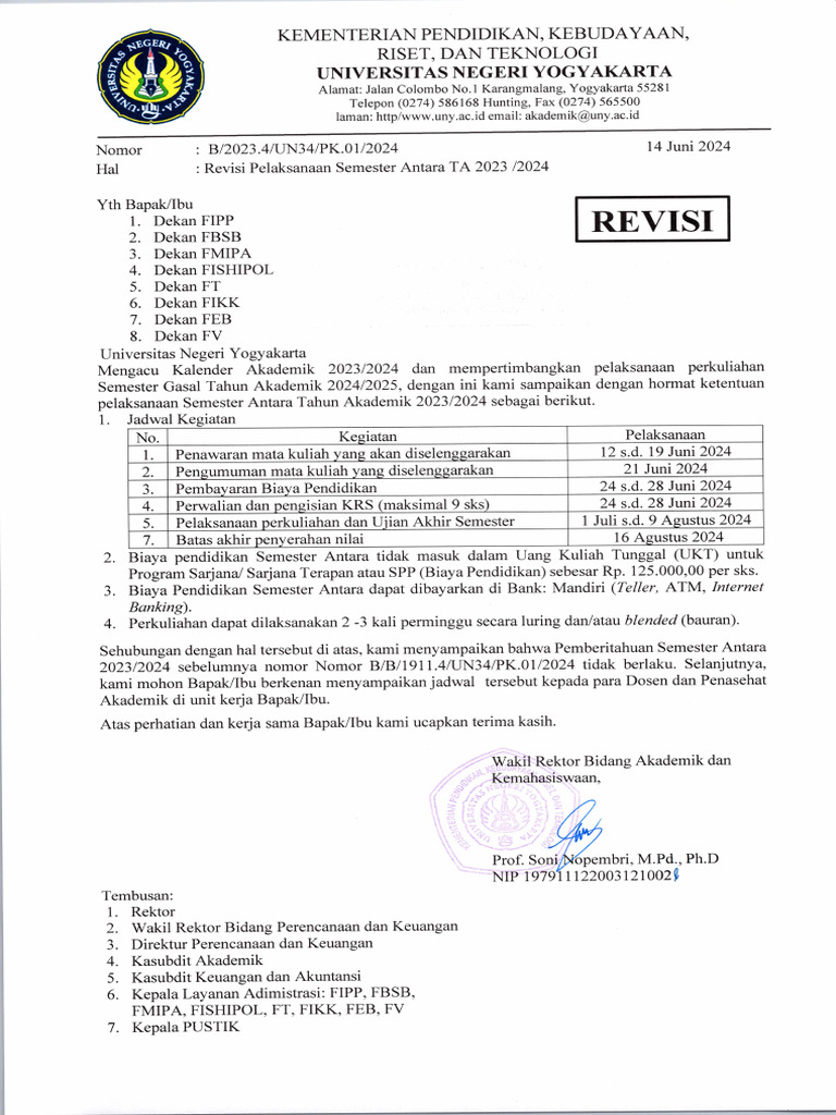 Revisi Pelaksanaan Semester Antara TA 2023-2024 | PDF Revisi Pelaksanaan Semester Antara TA 2023-2024 | PDF