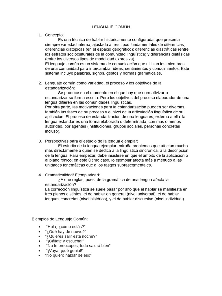 Lenguaje Común | PDF | Lingüística | Gramática