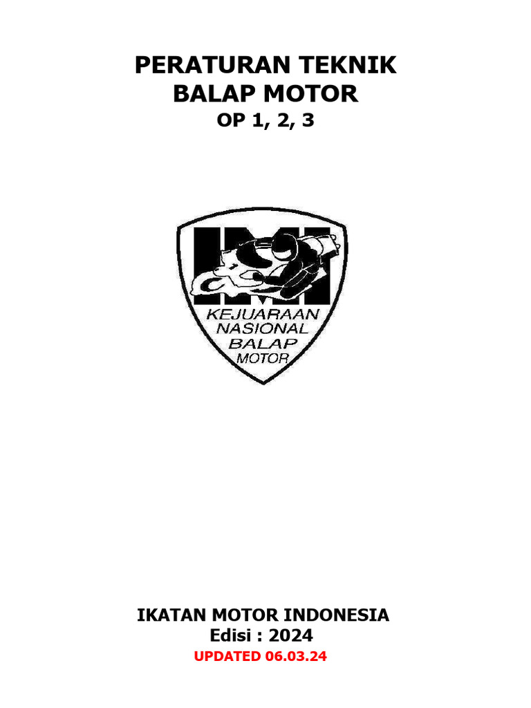 Peraturan Teknik Balap Motor Op 1,2,3 Imi 2024 | PDF