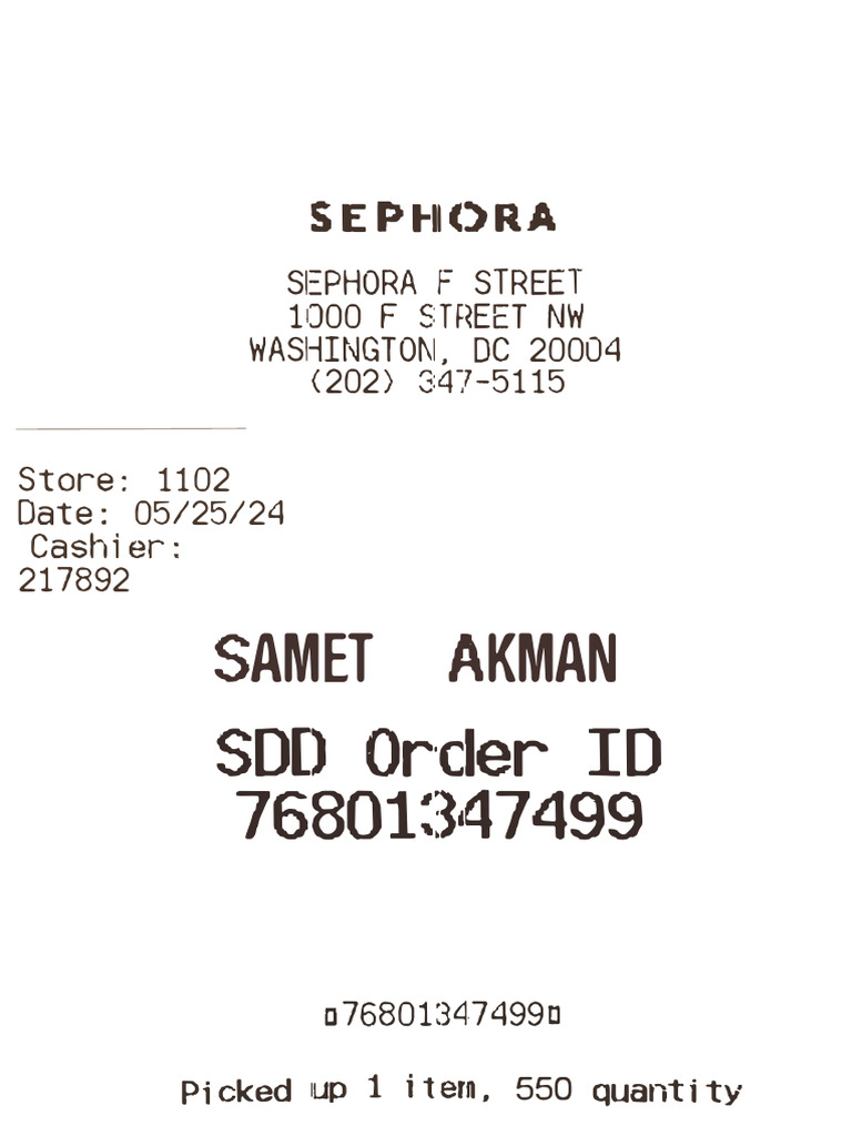 Sephora Receipt | PDF