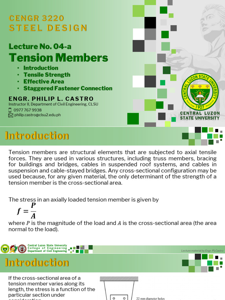 Tension Members in Structural Engineering | PDF | Tension (Physics ...