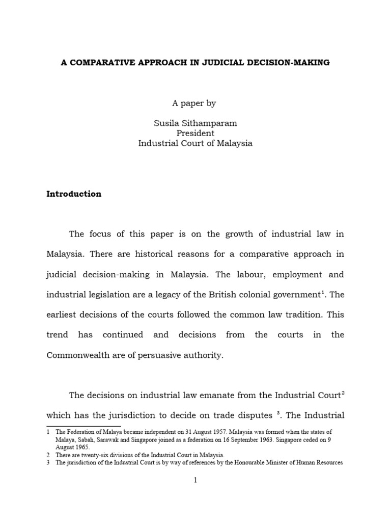 A Comparative Approach in Judicial Decision-Making | PDF | Burden Of ...