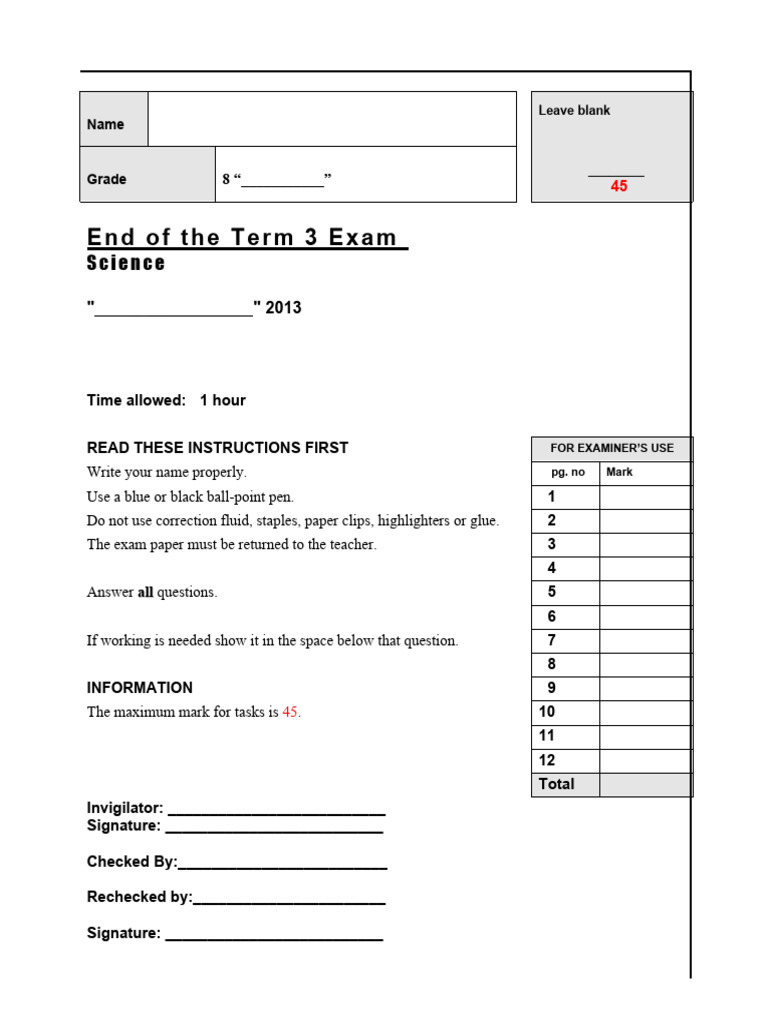 Science Year-8 Term-3 Assessment | PDF | Electrical Resistivity And ...