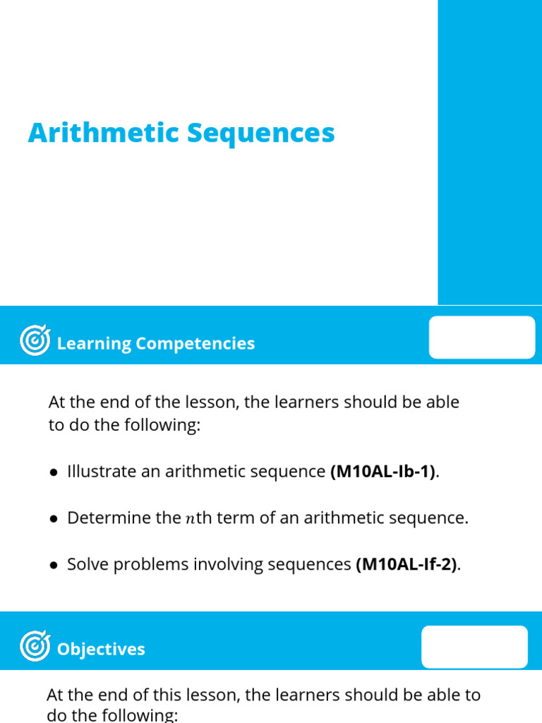 Lecture Arithmetic Sequence | PDF | Sequence | Arithmetic Lecture Arithmetic Sequence | PDF | Sequence | Arithmetic