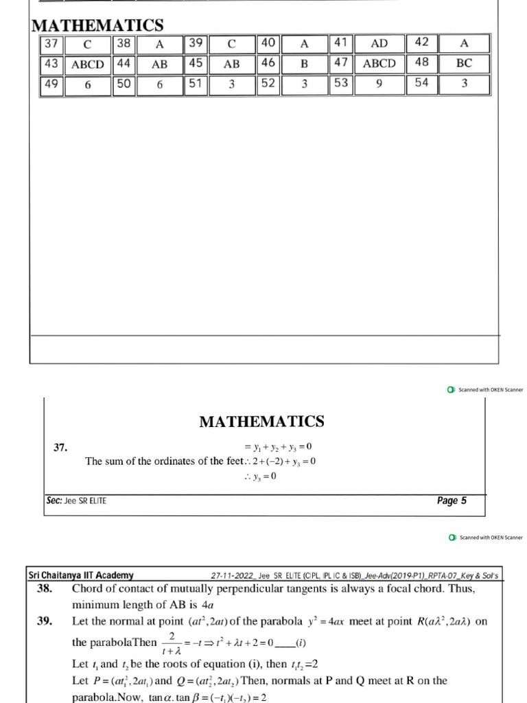 parabola assignment-2 advance key&solutions | PDF