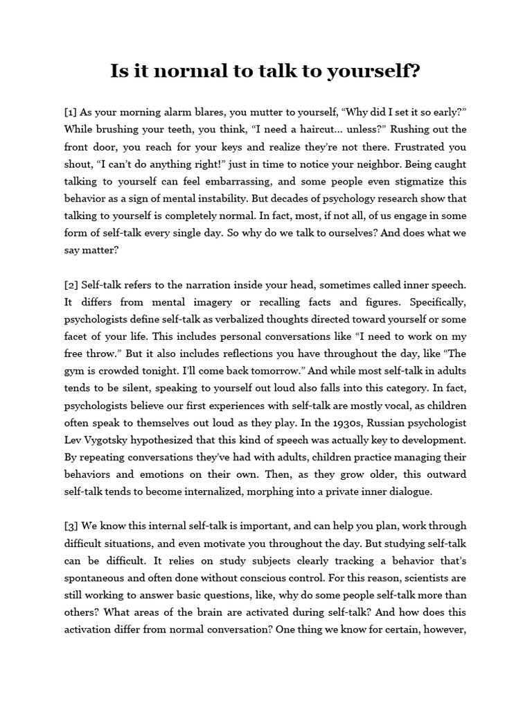 (TED3) - Script - Is It Normal To Talk To Yourself | PDF | Cognitive ...