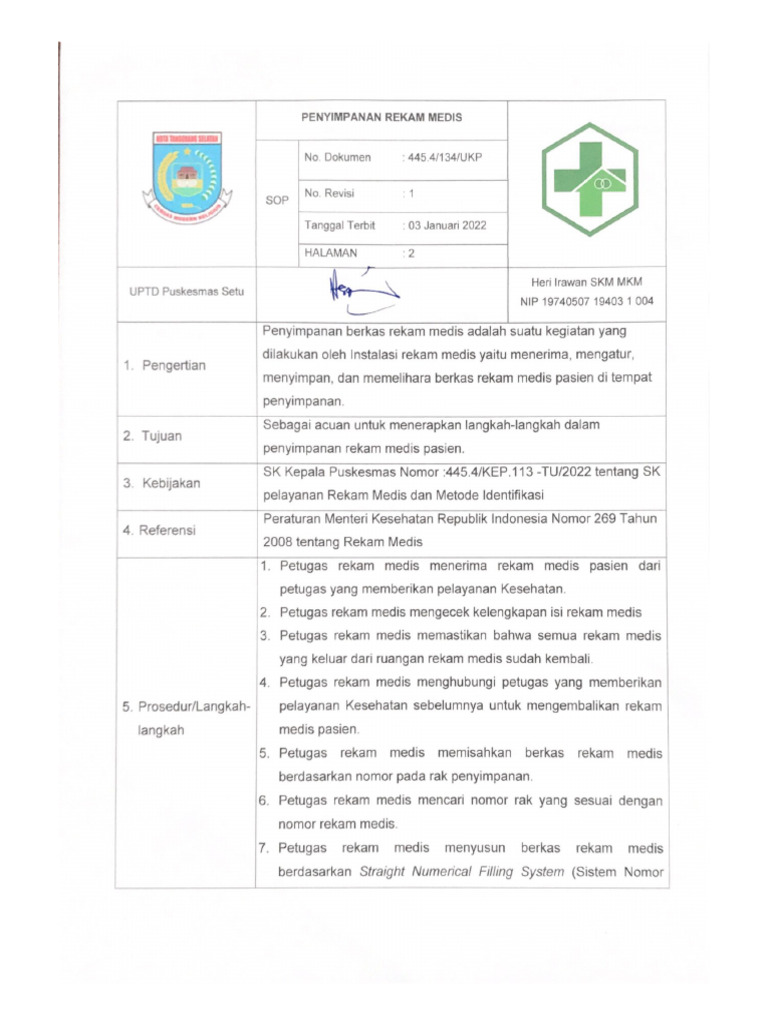 SOP Penyimpanan RM | PDF