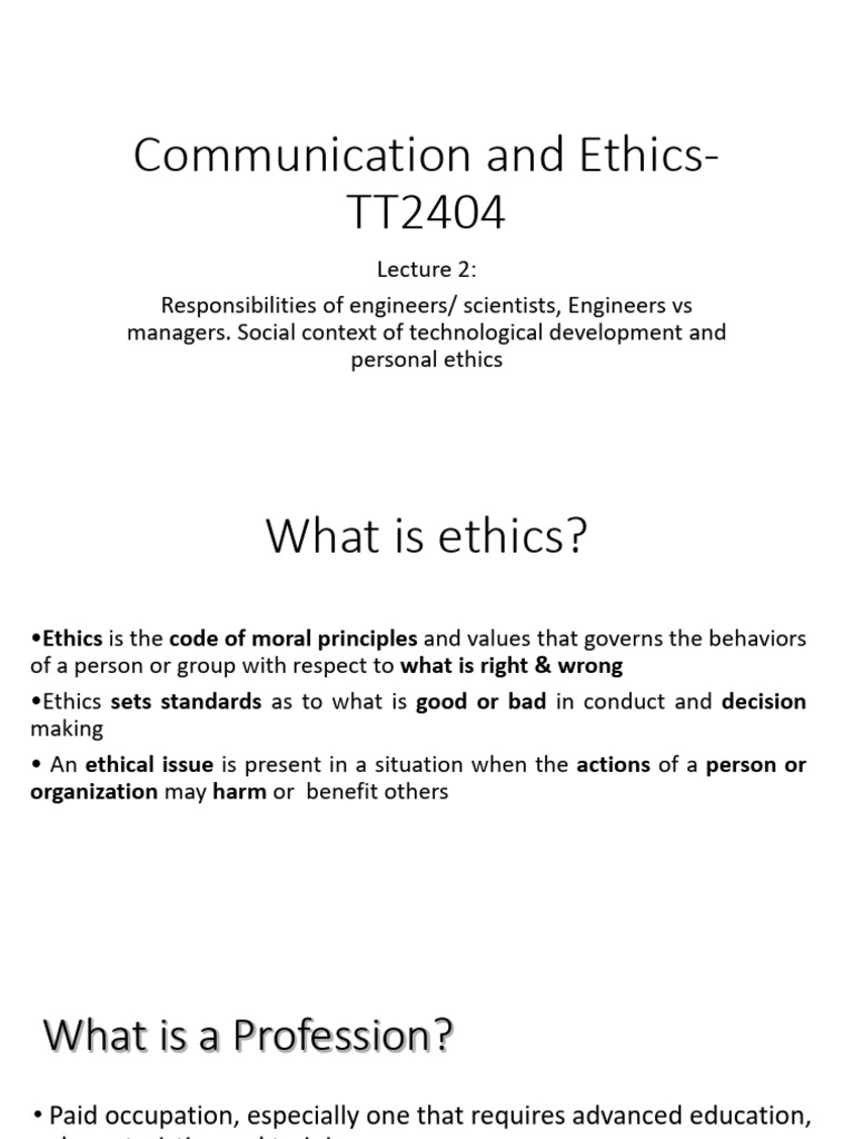 Communication and Ethics - Lecture 2 | PDF | Morality | Social Psychology
