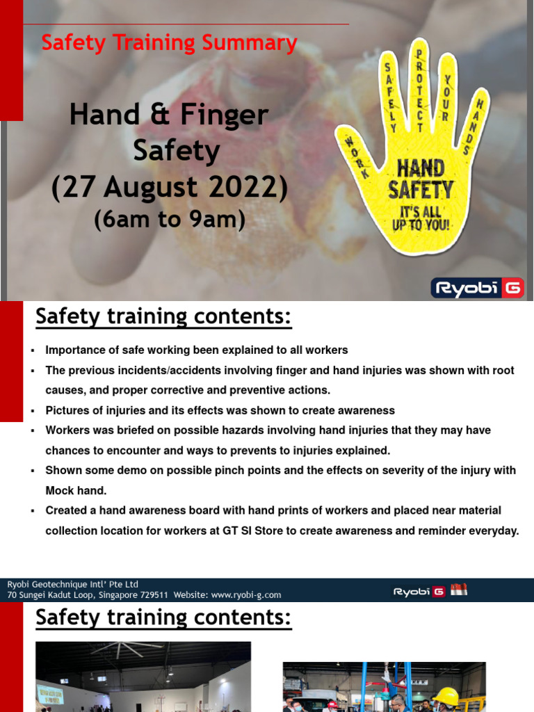SI_Hand & Finger Safety Training Summary | PDF | Safety | Occupational ...