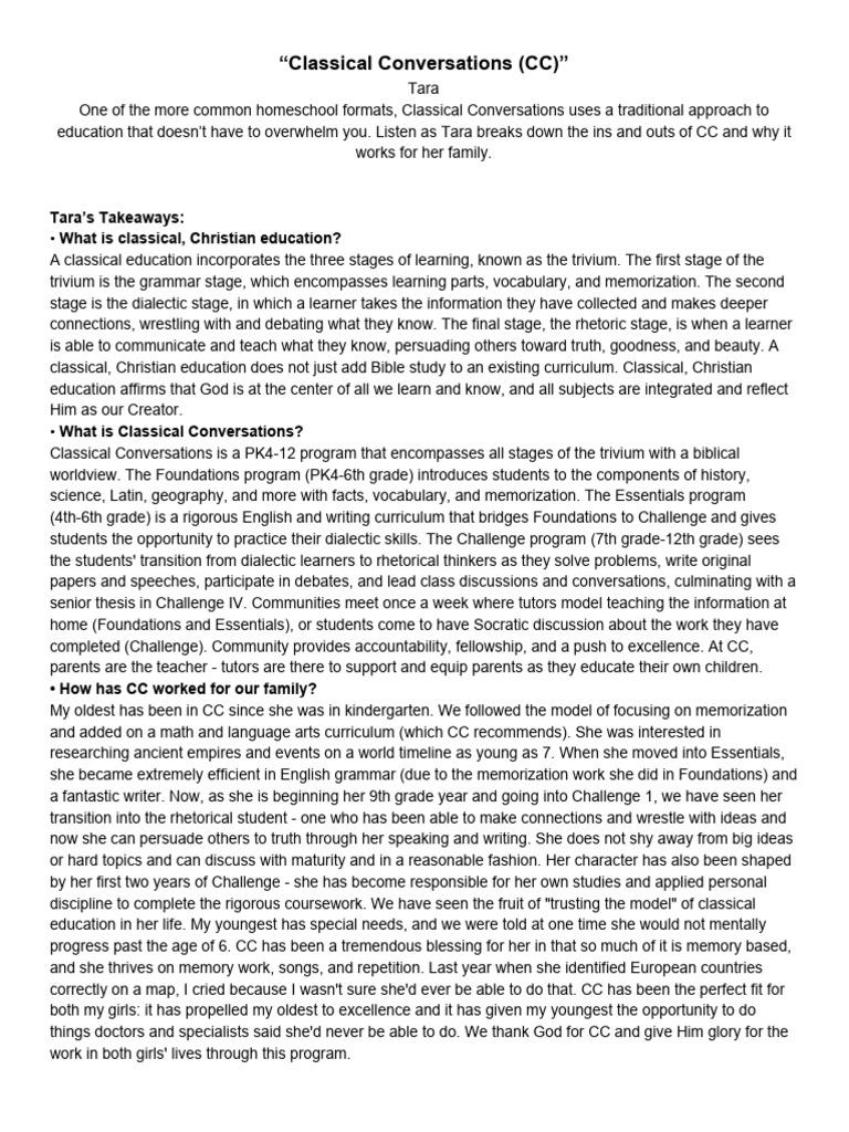 ClassicalConversations Handout | PDF | Rhetoric