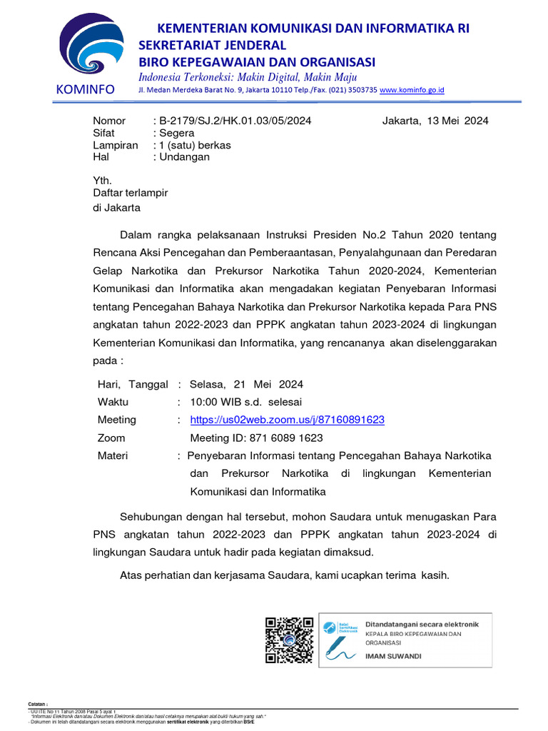 Undangan Peserta Penyebaran Informasi Tentang Pencegahan Bahaya ...