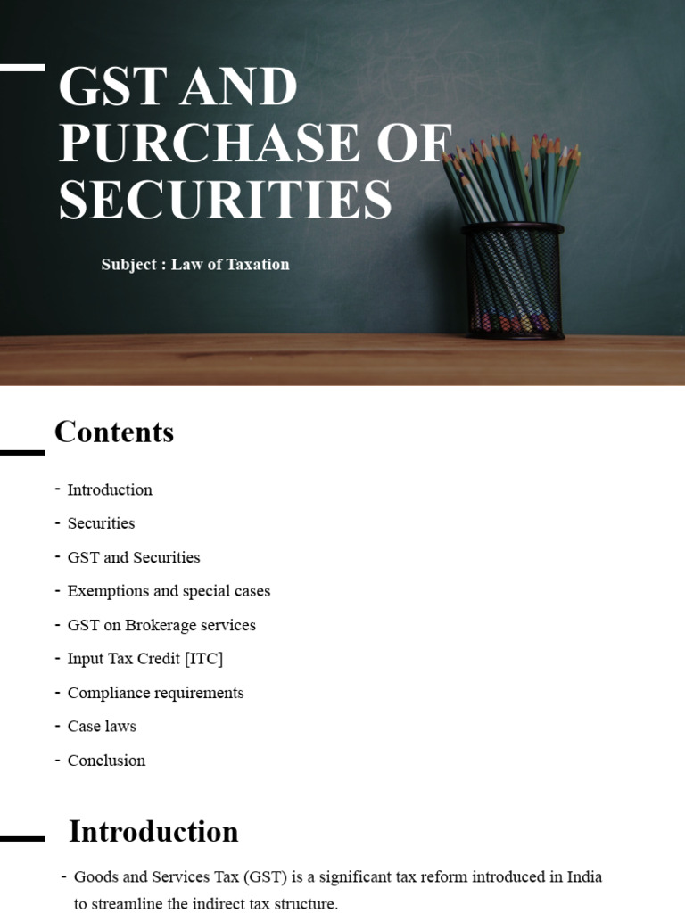 GST and Purchase of Securities | PDF | Securities (Finance) | Taxes