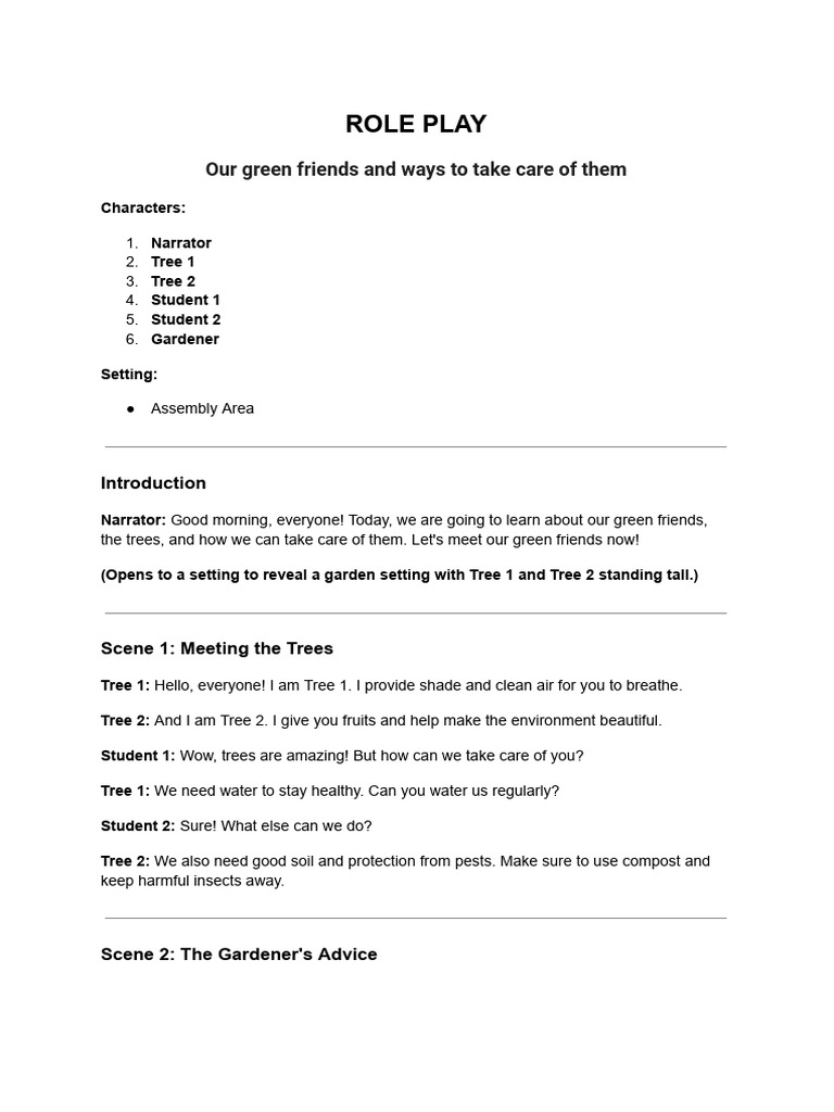 Caring for Trees: A Role Play Guide | PDF | Trees | Compost
