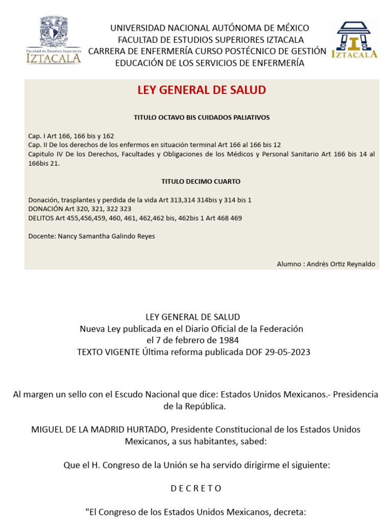 Ley General de Salud | Descargar gratis PDF | Cuidados paliativos ...