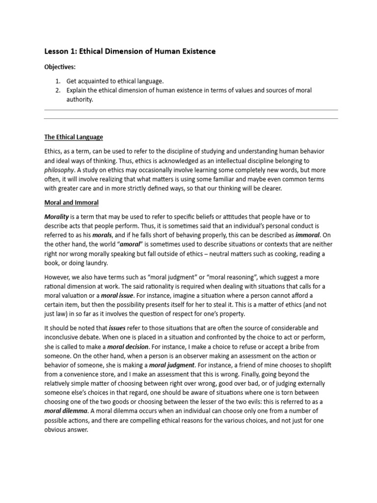GEC 6 Lesson 1 | PDF | Morality | Reason