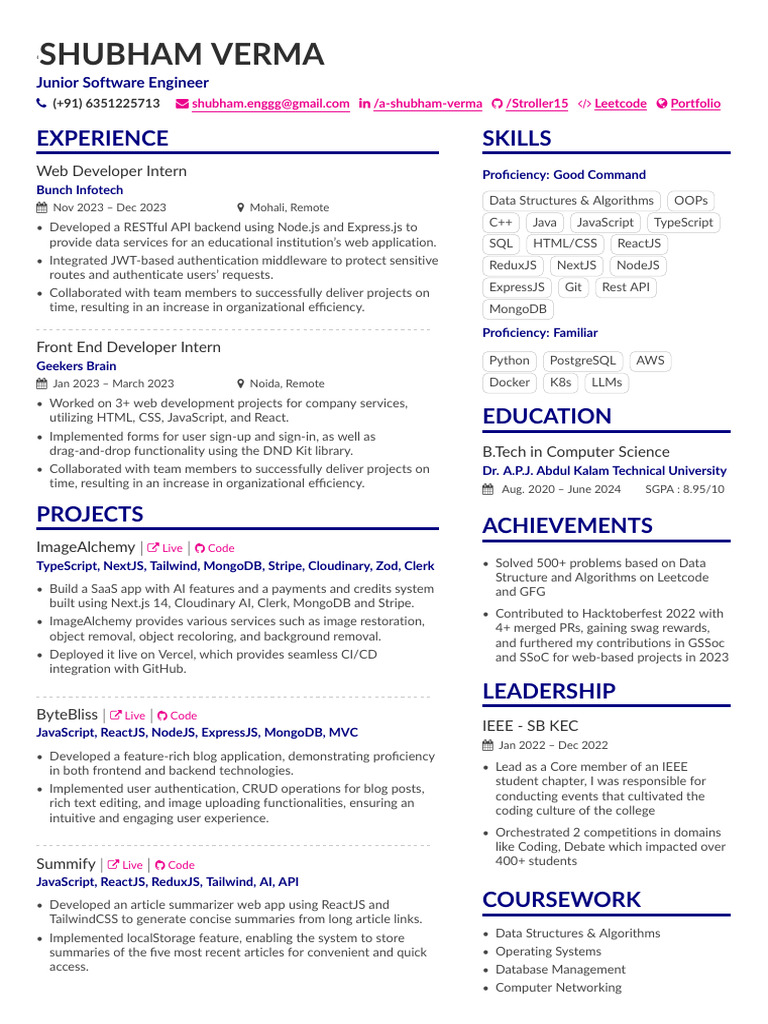 Shubham Verma SDE Resume | PDF | Software Development | Systems Engineering