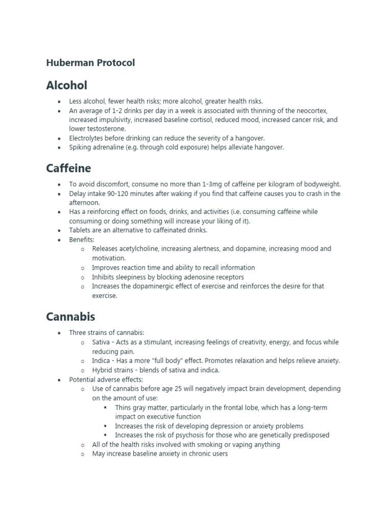 Huberman Protocol Pdf Physical Fitness Sleep