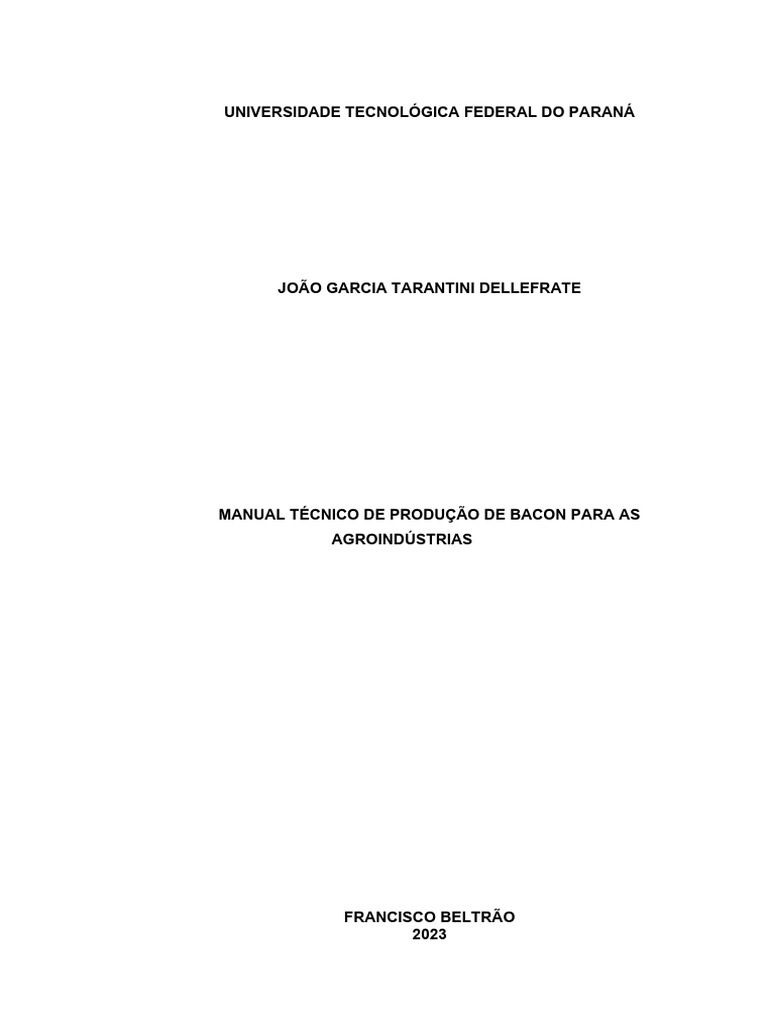 Manual Tec Nico Produc A o Bacon | PDF | Carne | Nitrito