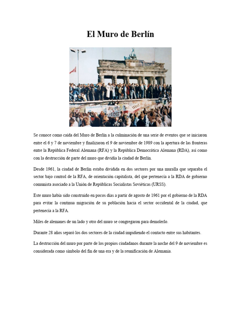 El Muro de Berlín | PDF | muro de Berlín | Alemania del Este