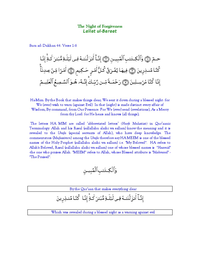 The Night of Forgiveness | PDF | Prophets And Messengers In Islam | Surah