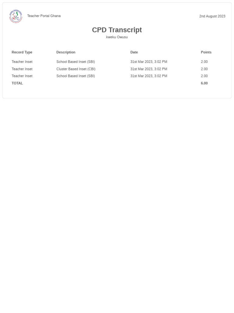 CPD Transcript | PDF