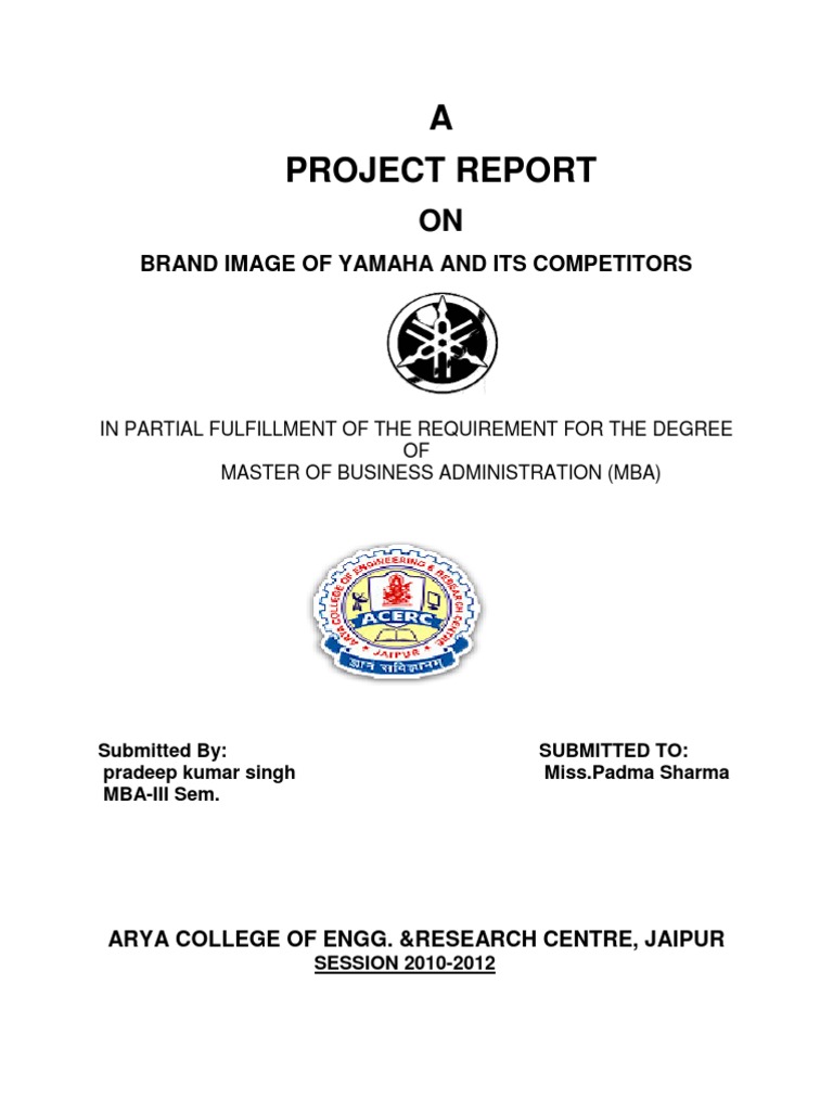 A Project Report: Brand Image of Yamaha and Its Competitors | PDF ...