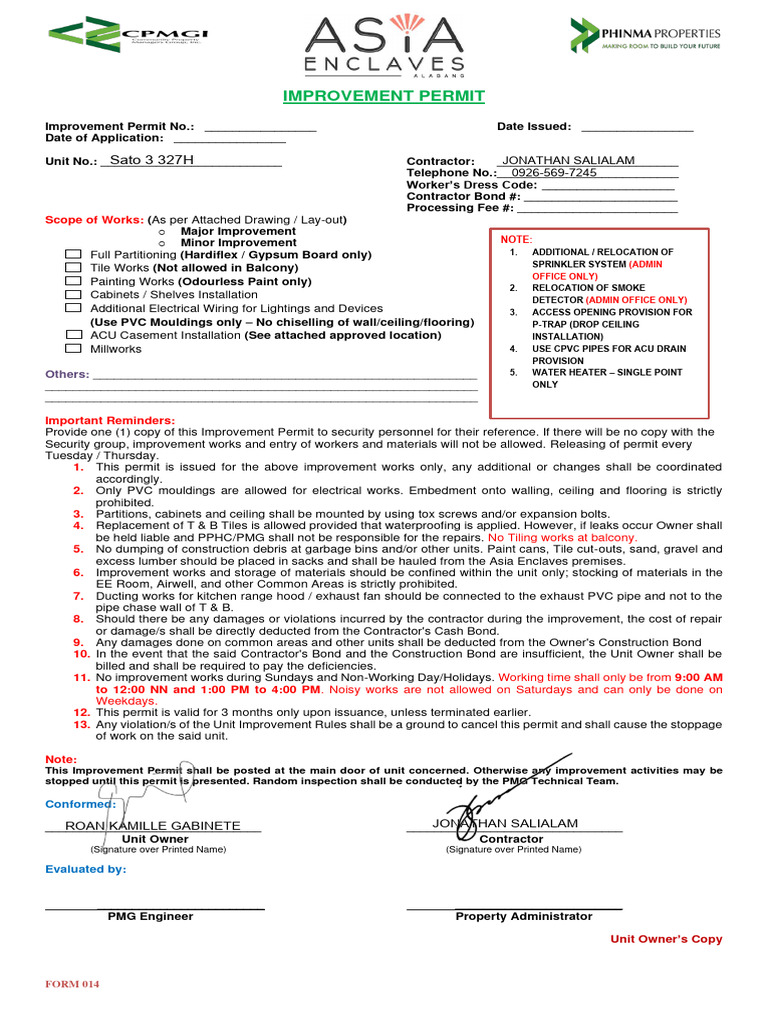 UI PERMIT 2023-signed | PDF | Ceiling | Fire Sprinkler System