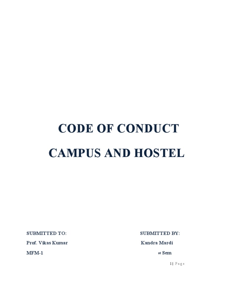 Code of Conduct Campus and Hostel | PDF | Social Institutions | Social ...