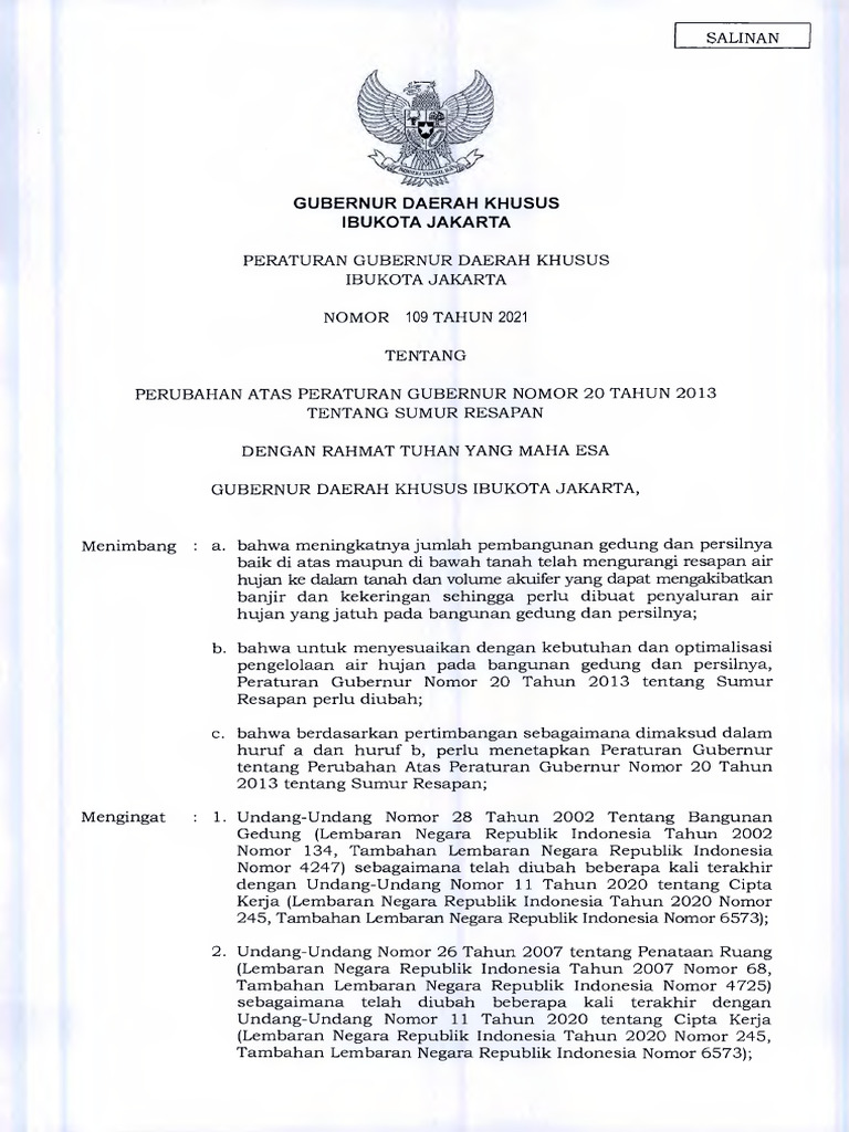 PERGUB NO. 109 TAHUN 2021 Tentang Perubahan Atas Pergub 20 Tahun 2013 ...