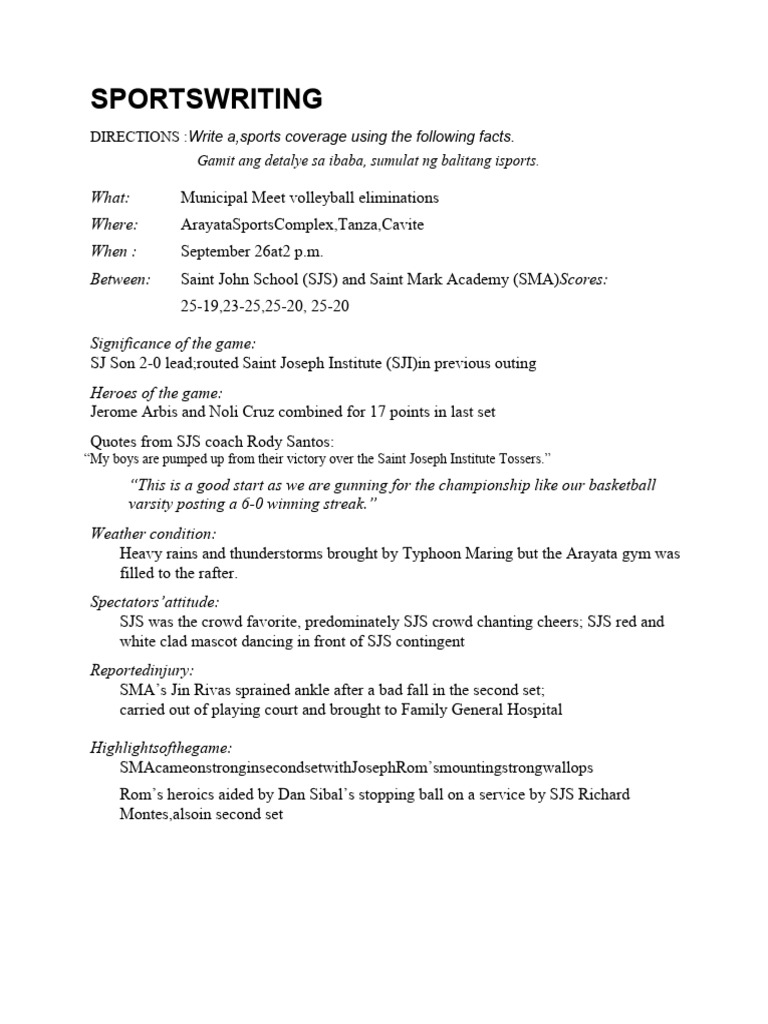 Volleyball Eliminations: SJS vs SMA | PDF