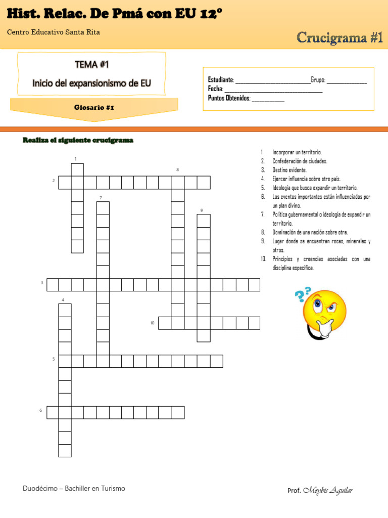 Crucigrama sobre Expansionismo de EE.UU. | PDF