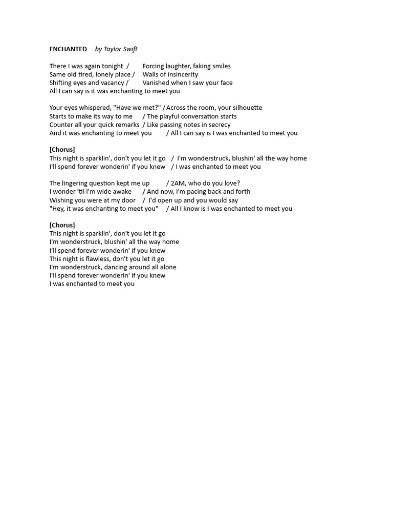 ENCHANTED by Taylor Swift | PDF