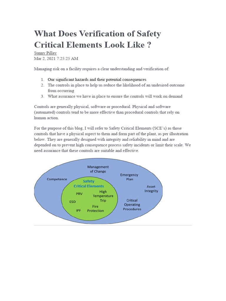 What Does Verification of Safety Critical Elements Look Like | PDF ...