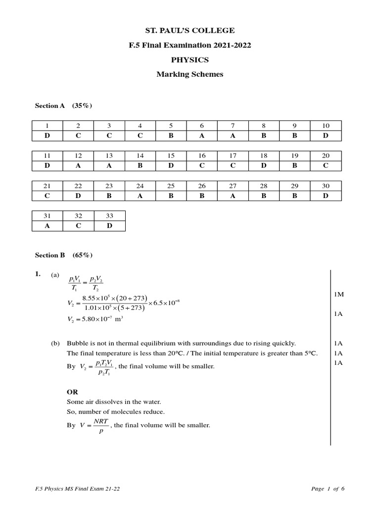 F5 Phy Final Marking 21-22 | PDF | Waves | Light