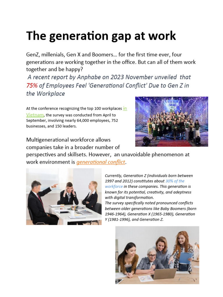 The Generation Gap at Work | PDF | Millennials | Baby Boomers