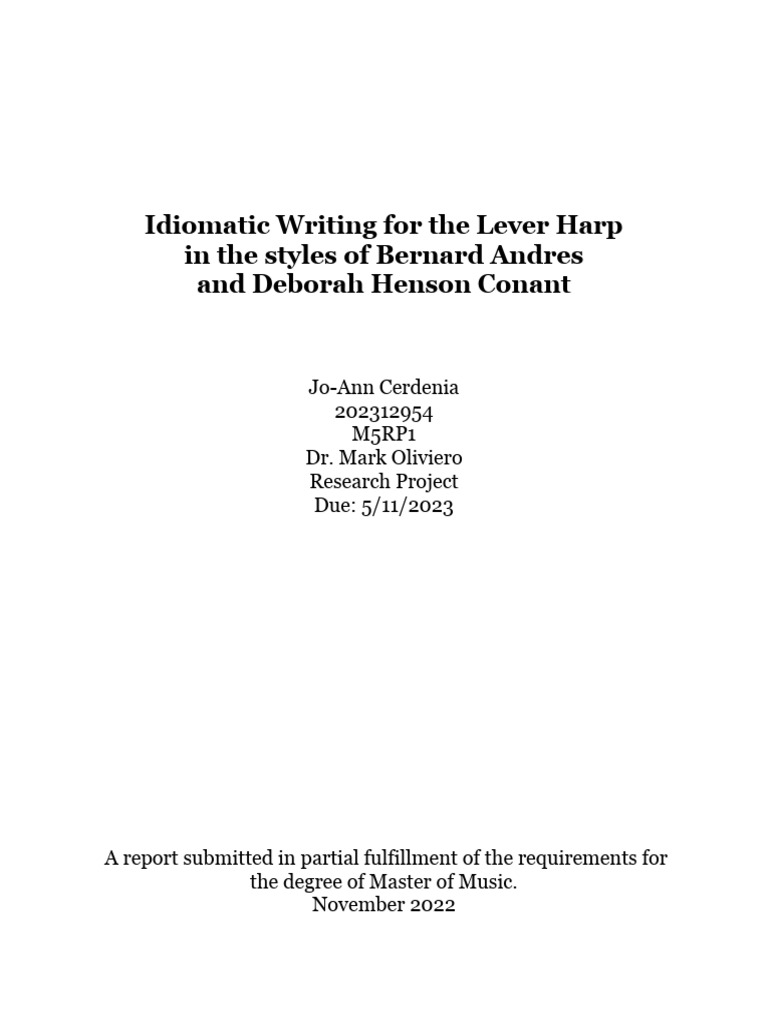 Idiomatic Writing For The Lever Harp MK 3 | PDF | String Instruments ...