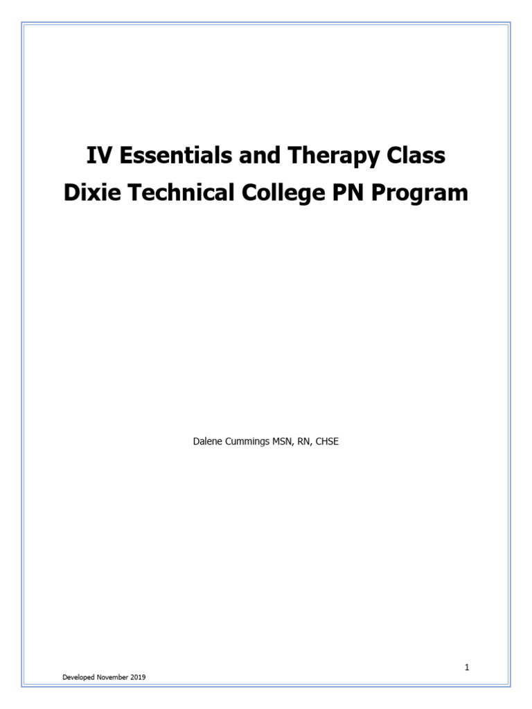 IV Essentials and Therapy Class Student Packet | PDF | Intravenous ...