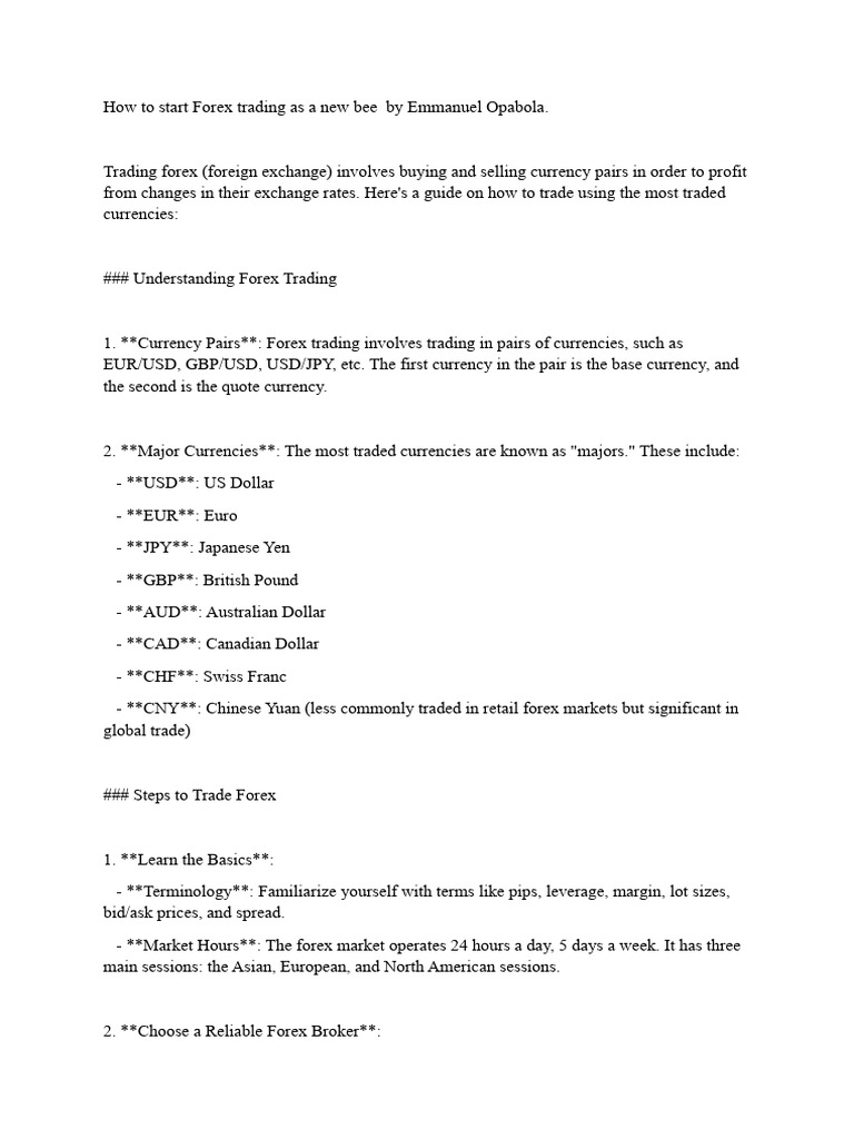 How To Start Forex Trading As A New Bee | PDF | Foreign Exchange Market ...