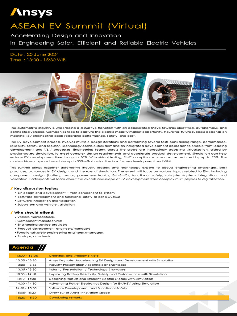 Ansys ASEAN EV Summit - Agenda ID | PDF | Electric Vehicle | Simulation