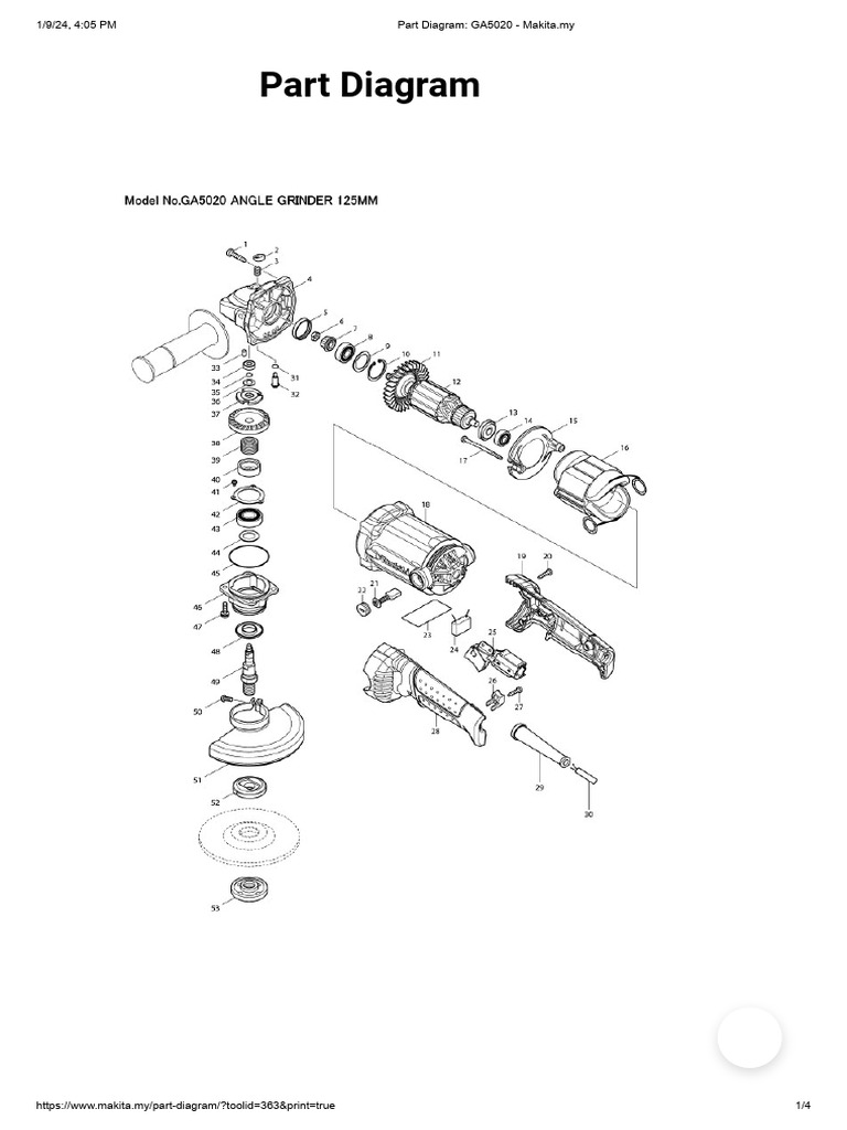 GA5020 Makita Parts Diagram | PDF | Manufactured Goods