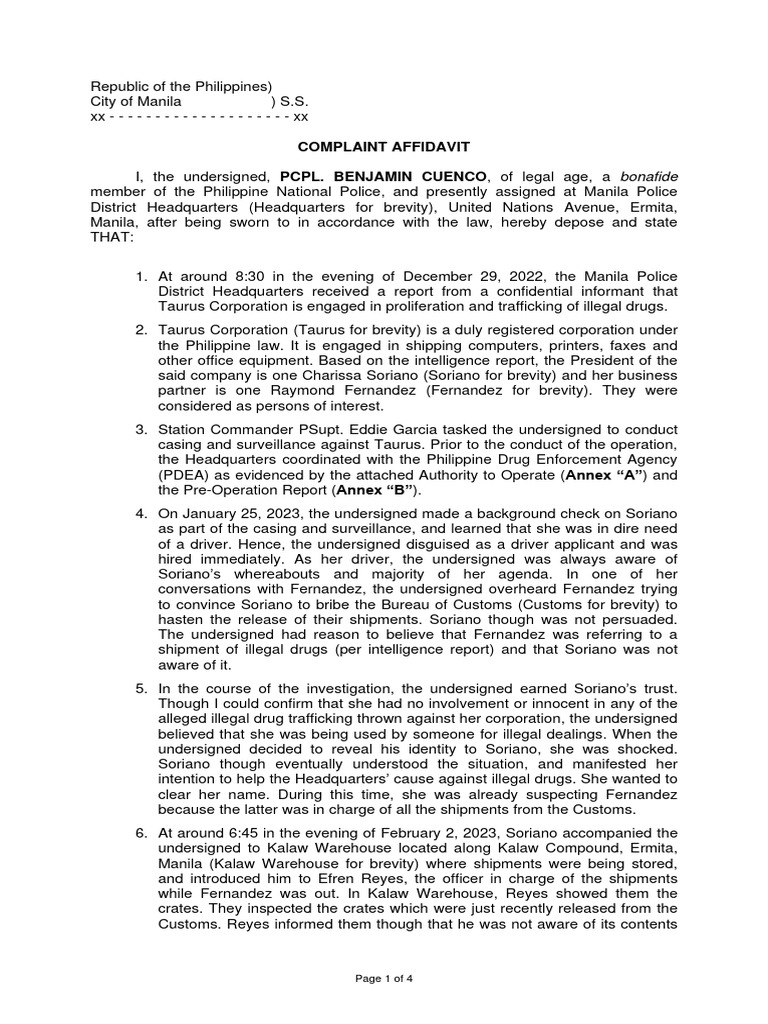 Complaint Affidavit | Download Free PDF | Search Warrant | Probable Cause