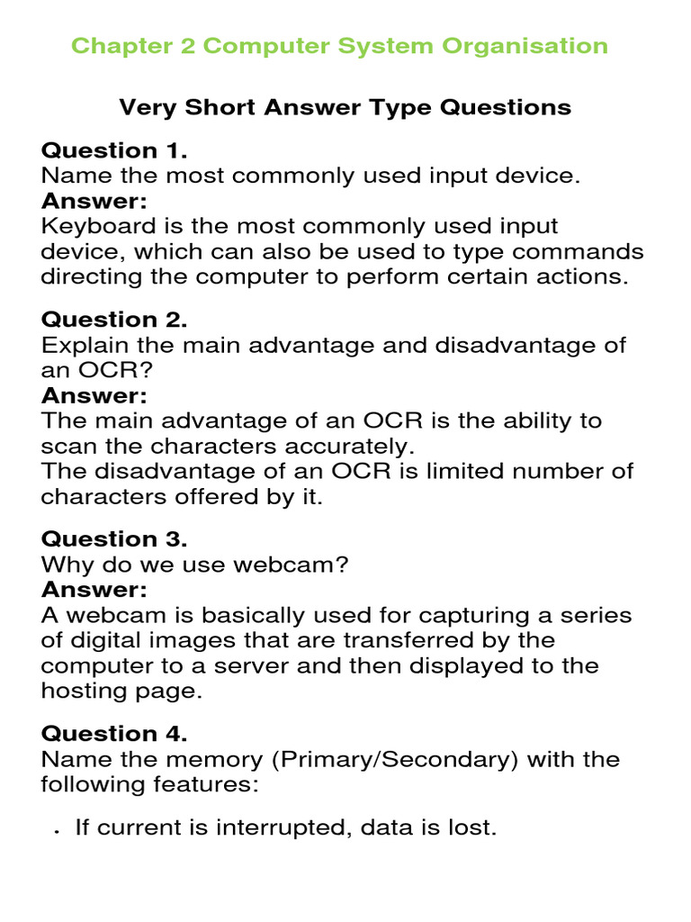 Computer System Organisatio | PDF | Computer Data Storage | Usb Flash Drive