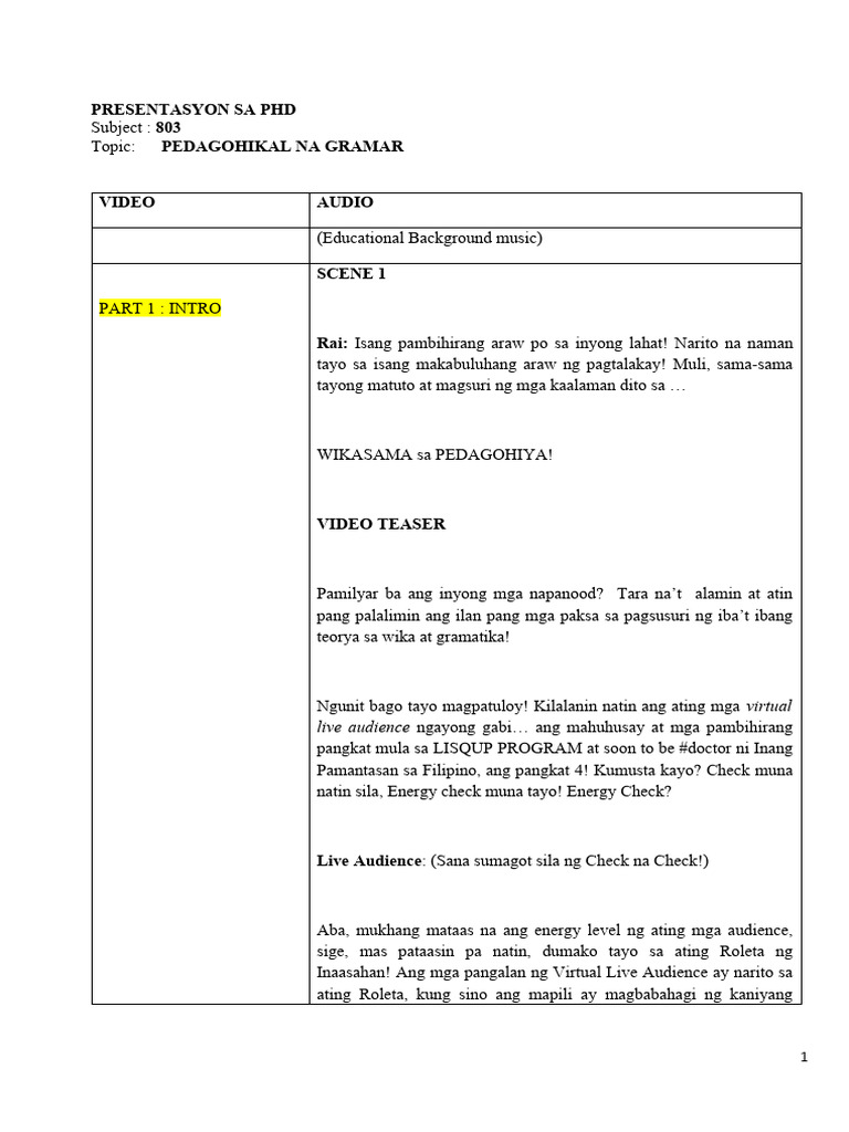 PHD Script 803 | PDF