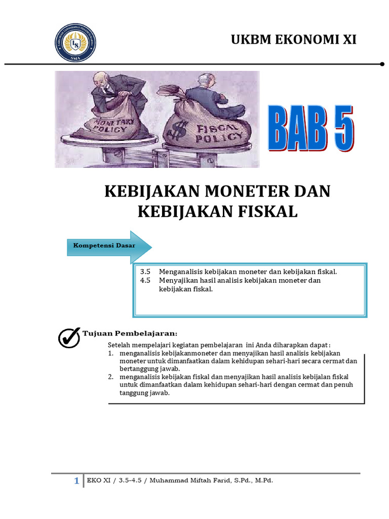 UKBM 5 - Kebijakan Moneter Dan Kebijakan Fiskal | PDF