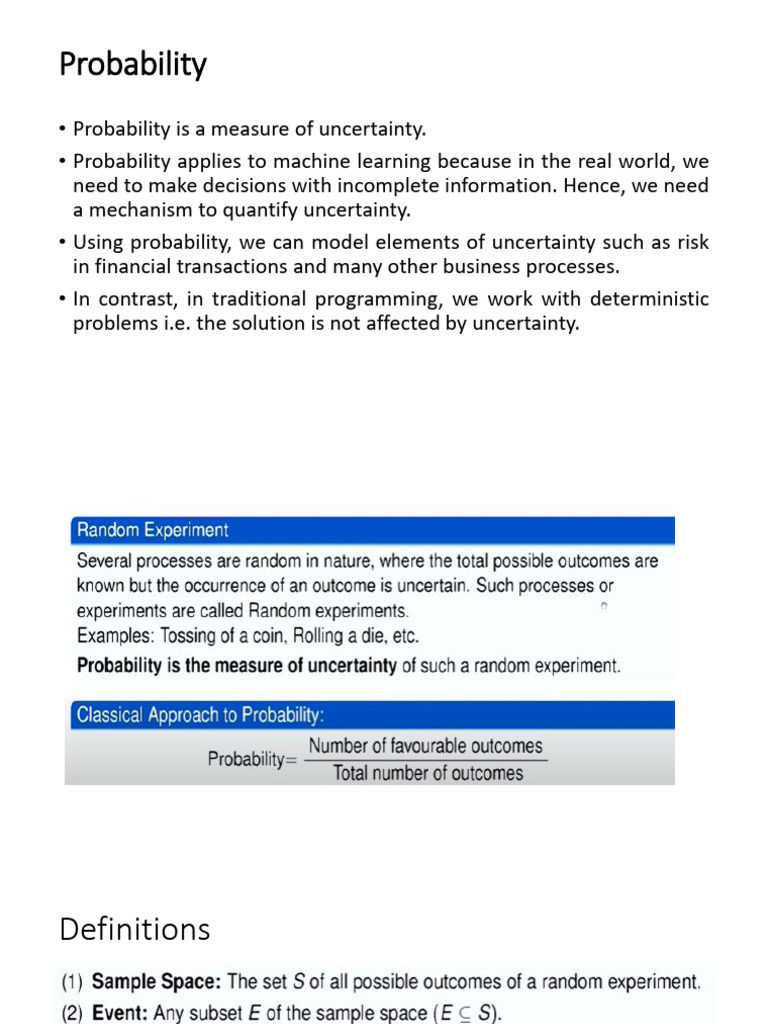 Probability, Optimization in ML | PDF